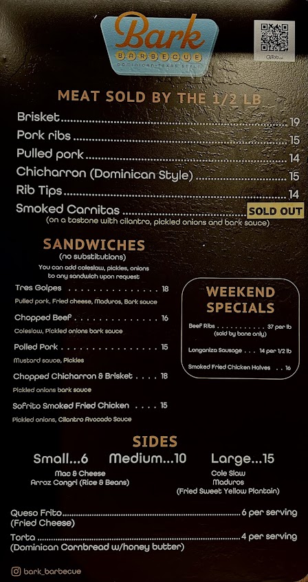 Bark Barbecue Restaurant Menu | Authentic Texas-Style BBQ in Brooklyn, NY